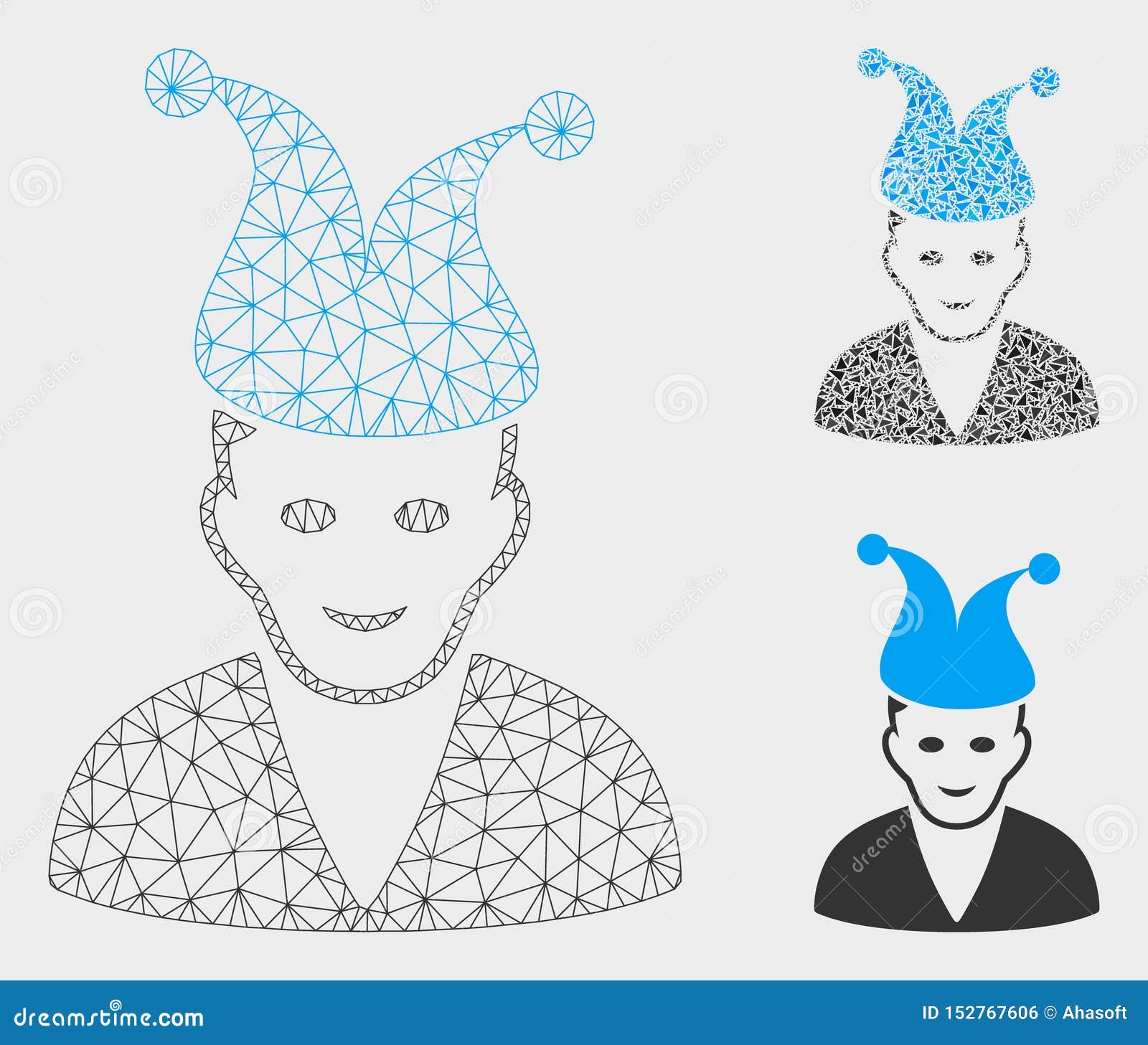 Jester Vector Mesh Network Model and Triangle Mosaic Icon Stock Vector ...