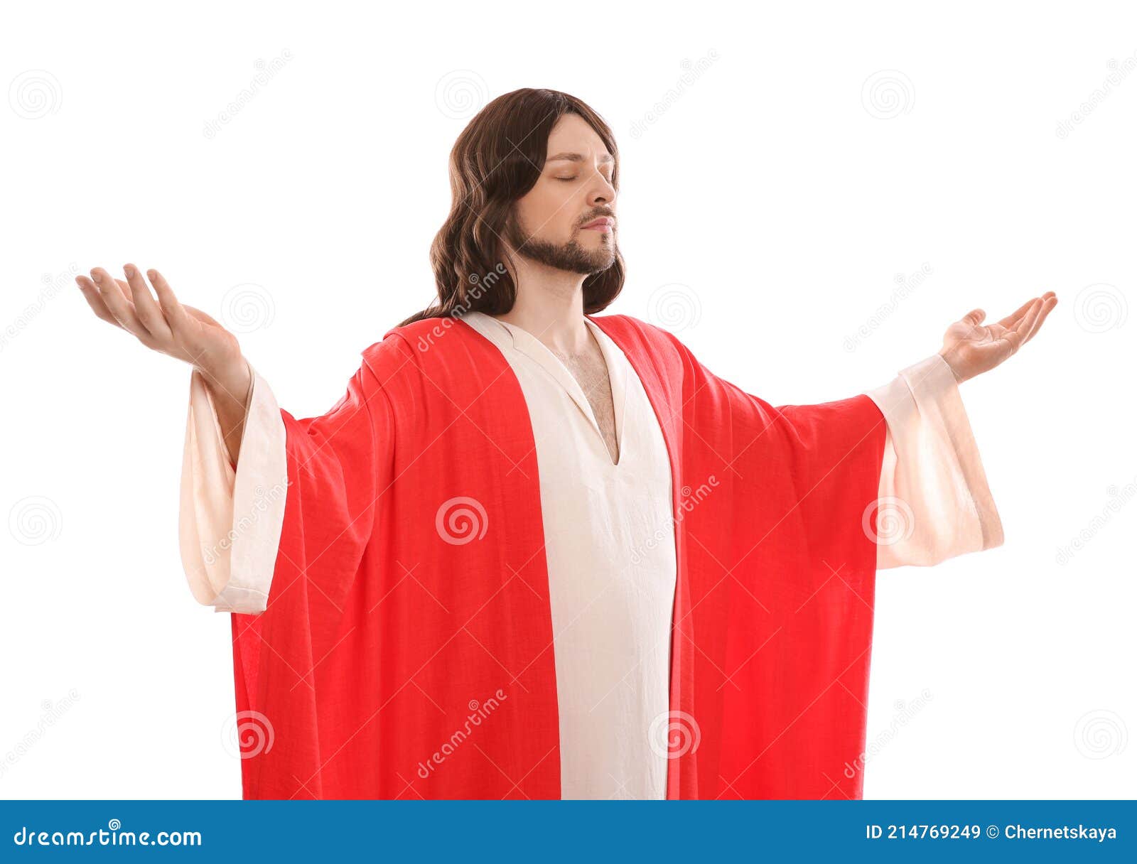 Jesucristo Con Los Brazos Extendidos Sobre Fondo Blanco Imagen De
