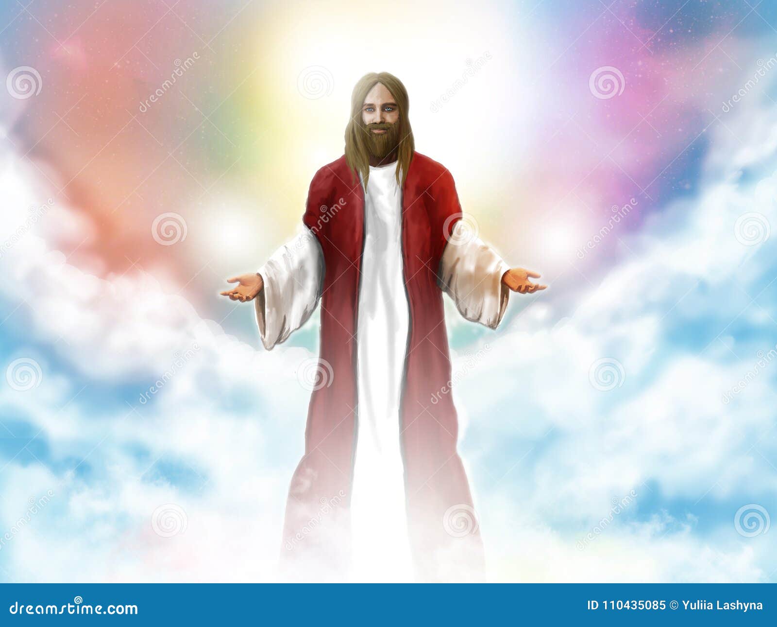 Jesucristo en el cielo stock de ilustración. Ilustración de cielo ...