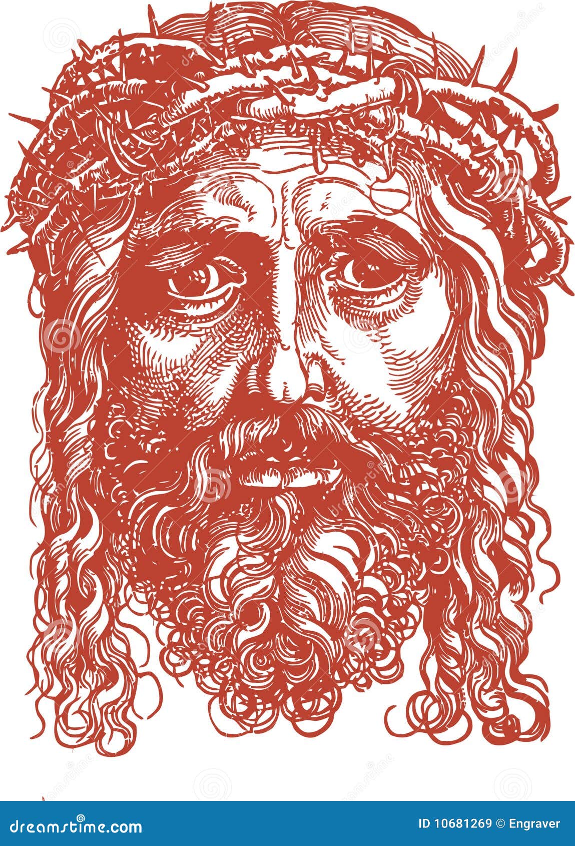 Jesus Portrait 3 Line Art Cartoon Vector | CartoonDealer.com #123134063