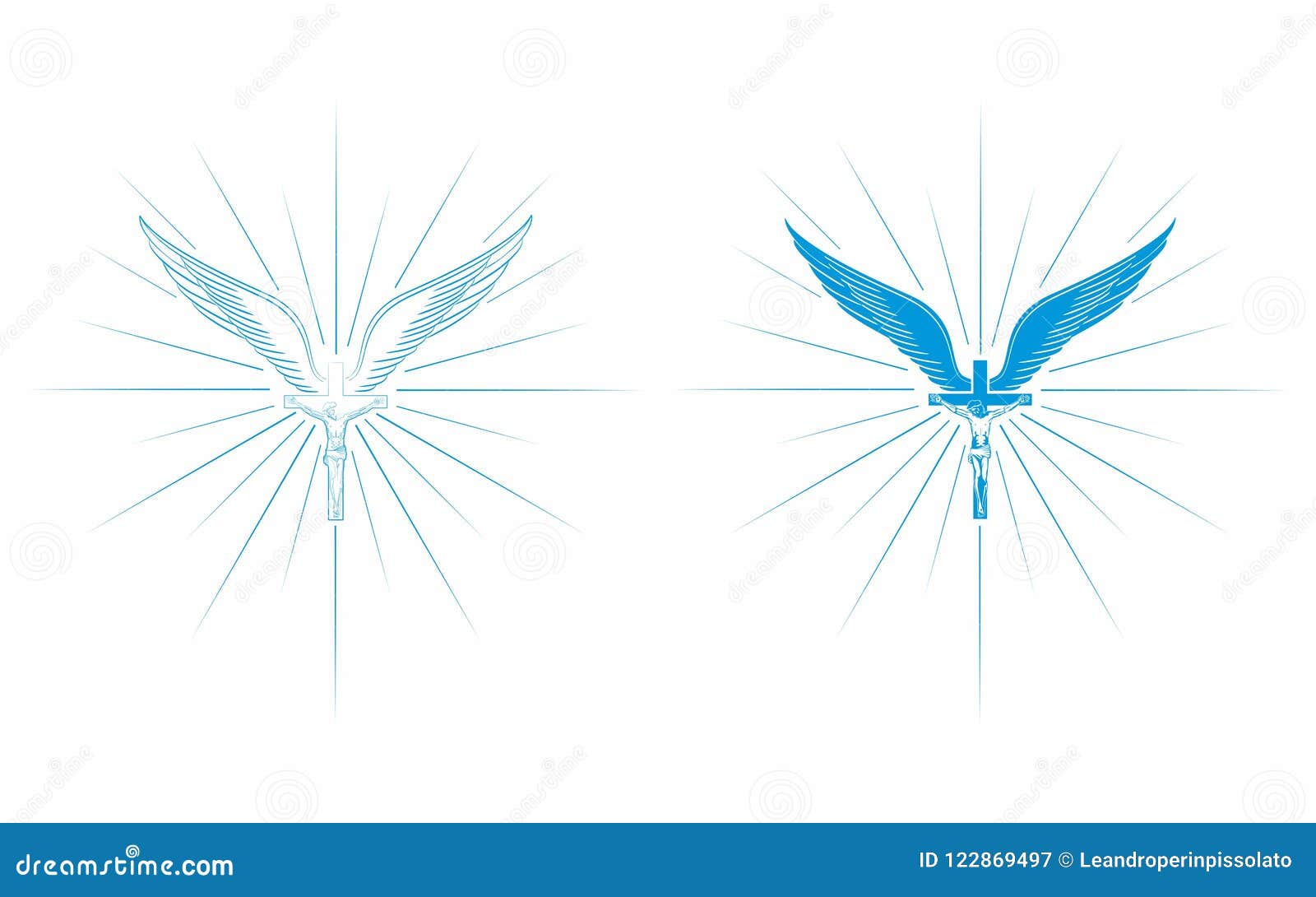 Jesus Als Engel Christelijk Symbool Christelijk Symbool Vector ...