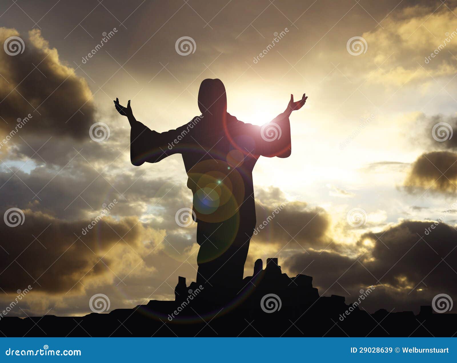 Jesus with arms raised 1 stock illustration. Illustration of light ...