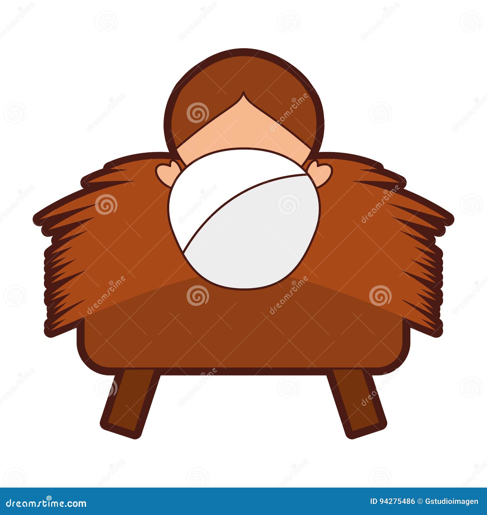 Jesus Baby in Straw Cradle Manger Stock Vector - Illustration of ...