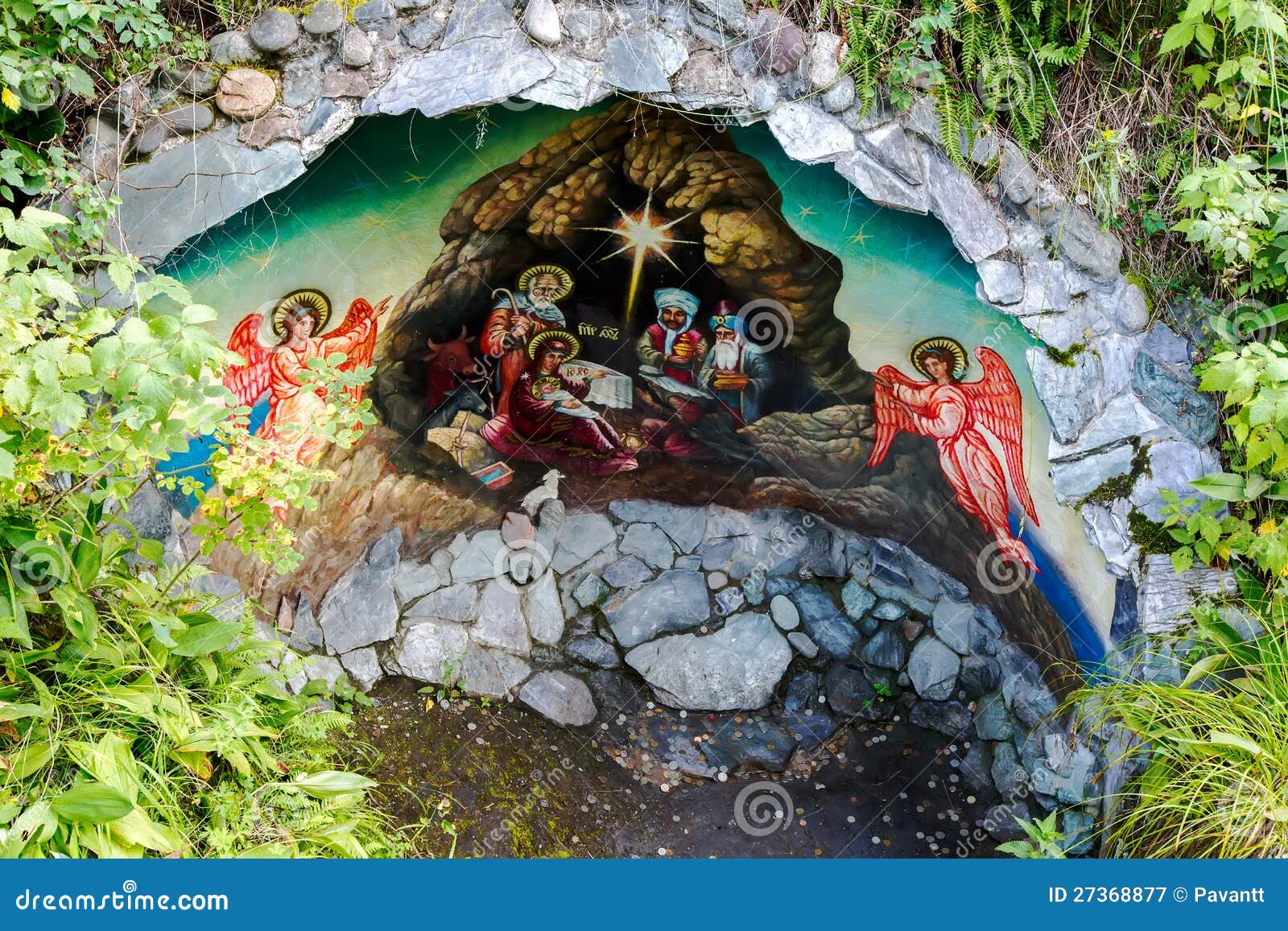 Jesus birth in the rock stock image. Image of antique - 27368877