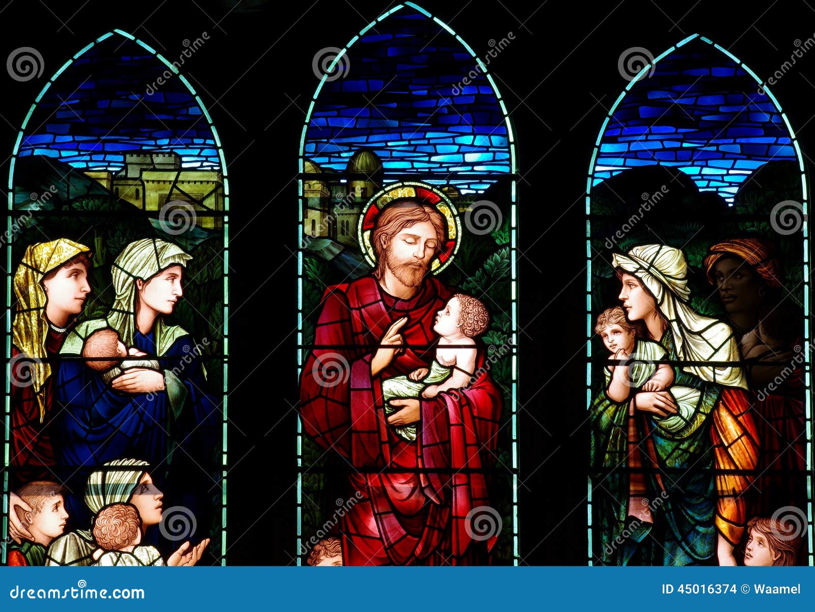 Jesus Blessing A Child In Stained Glass Royalty-Free Stock Photography ...