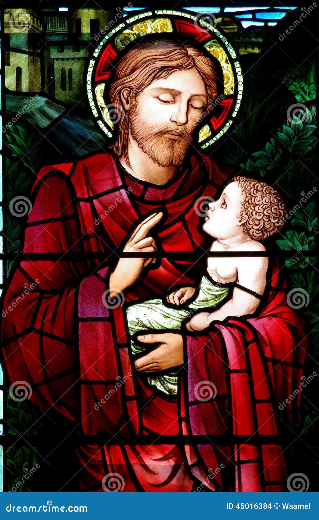 Jesus Blessing A Child In Stained Glass Royalty-Free Stock Photography ...