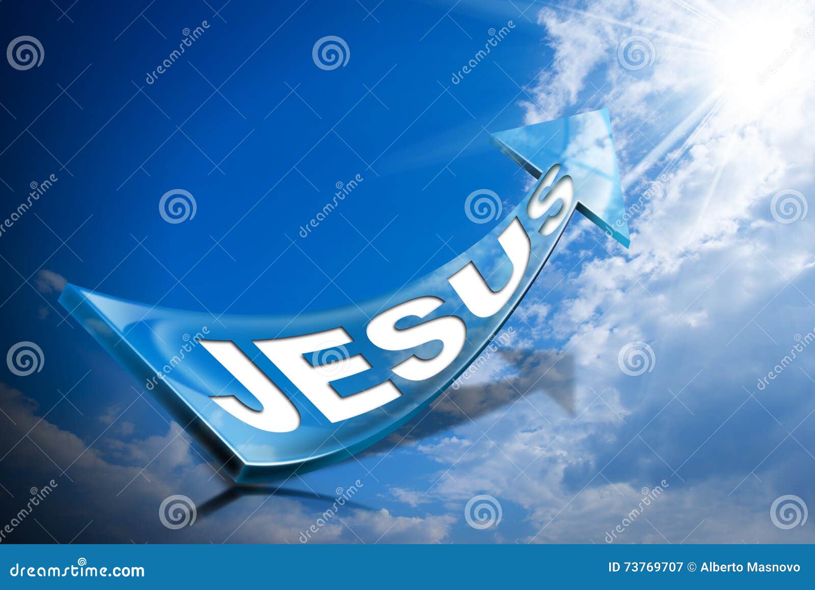 Jesus - Blue Arrow on Blue Sky with Clouds Stock Illustration ...