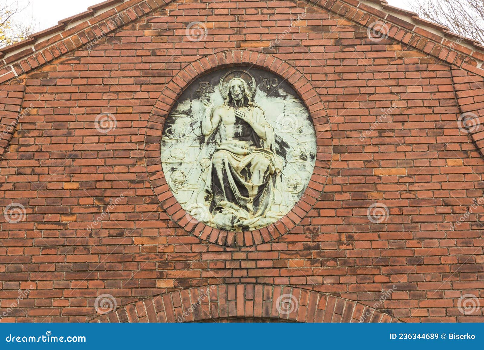 Jesus on the brick wall stock image. Image of christ - 236344689