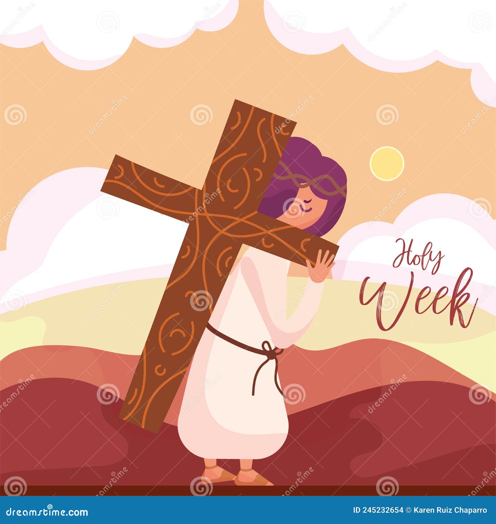 Jesus Carrying the Cross Holy Week Vector Stock Vector - Illustration ...