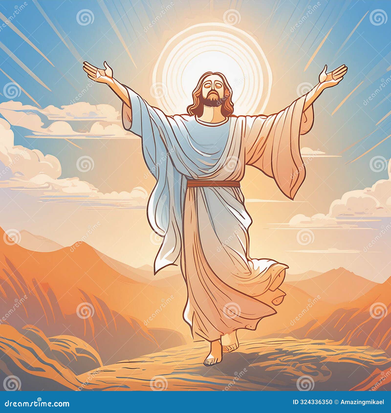 Jesus Christ Ascending into Heaven Stock Photo - Image of biblical ...