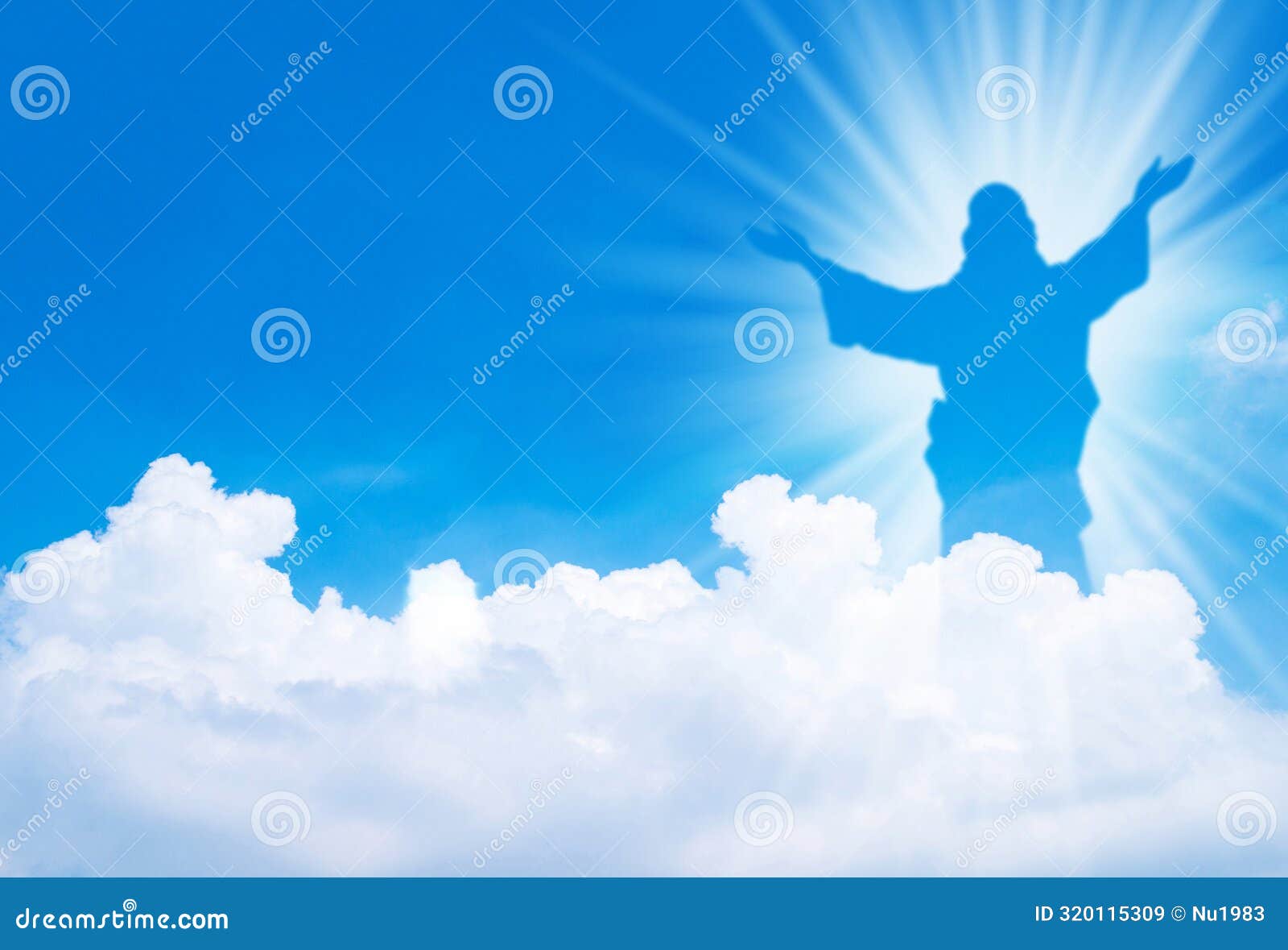 Jesus Christ in the Clouds on Sky Stock Image - Image of backgrounds ...