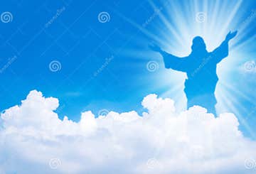 Jesus Christ in the Clouds on Sky Stock Image - Image of backgrounds ...