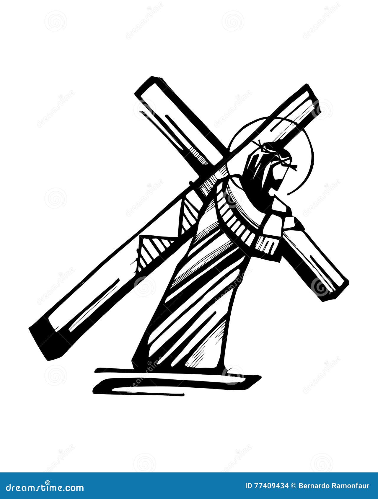 Jesus Christ com a cruz ilustração stock. Ilustração de desenho - 77409434
