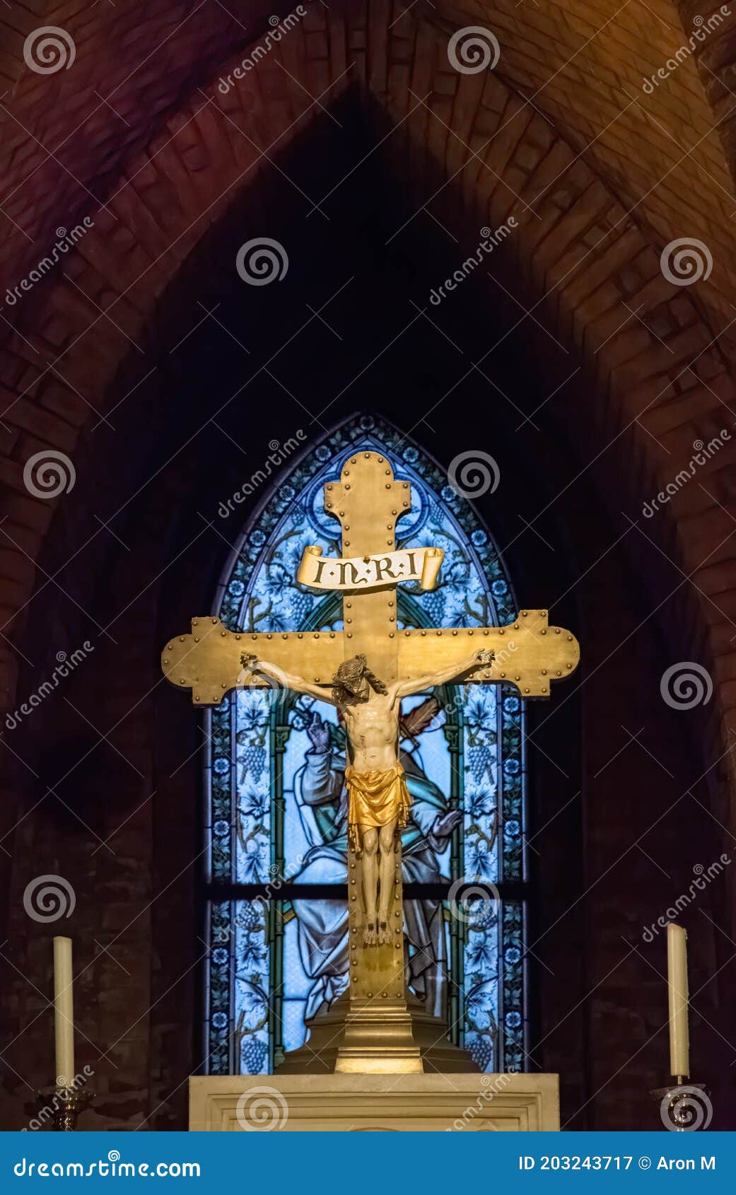 Jesus Christ on the Cross in the Altar of a Church Stock Image - Image ...
