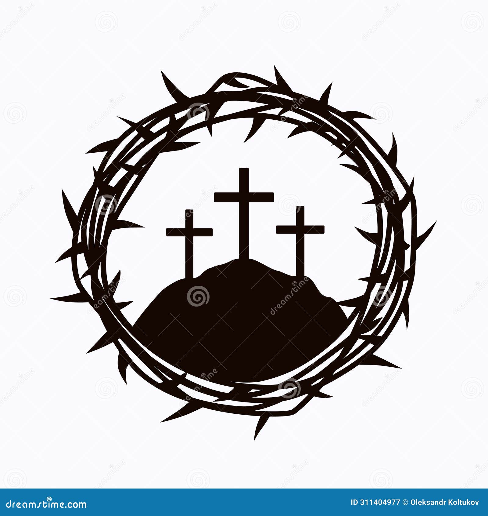 Jesus Christ Cross Crown Of Thorns And Calvary Stock Vector