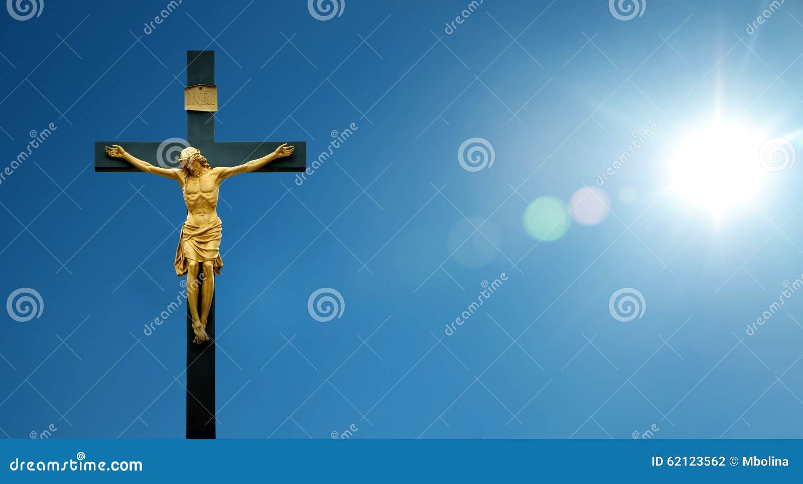 Jesus Christ on the Cross Over Blue Sky Background Stock Photo - Image ...
