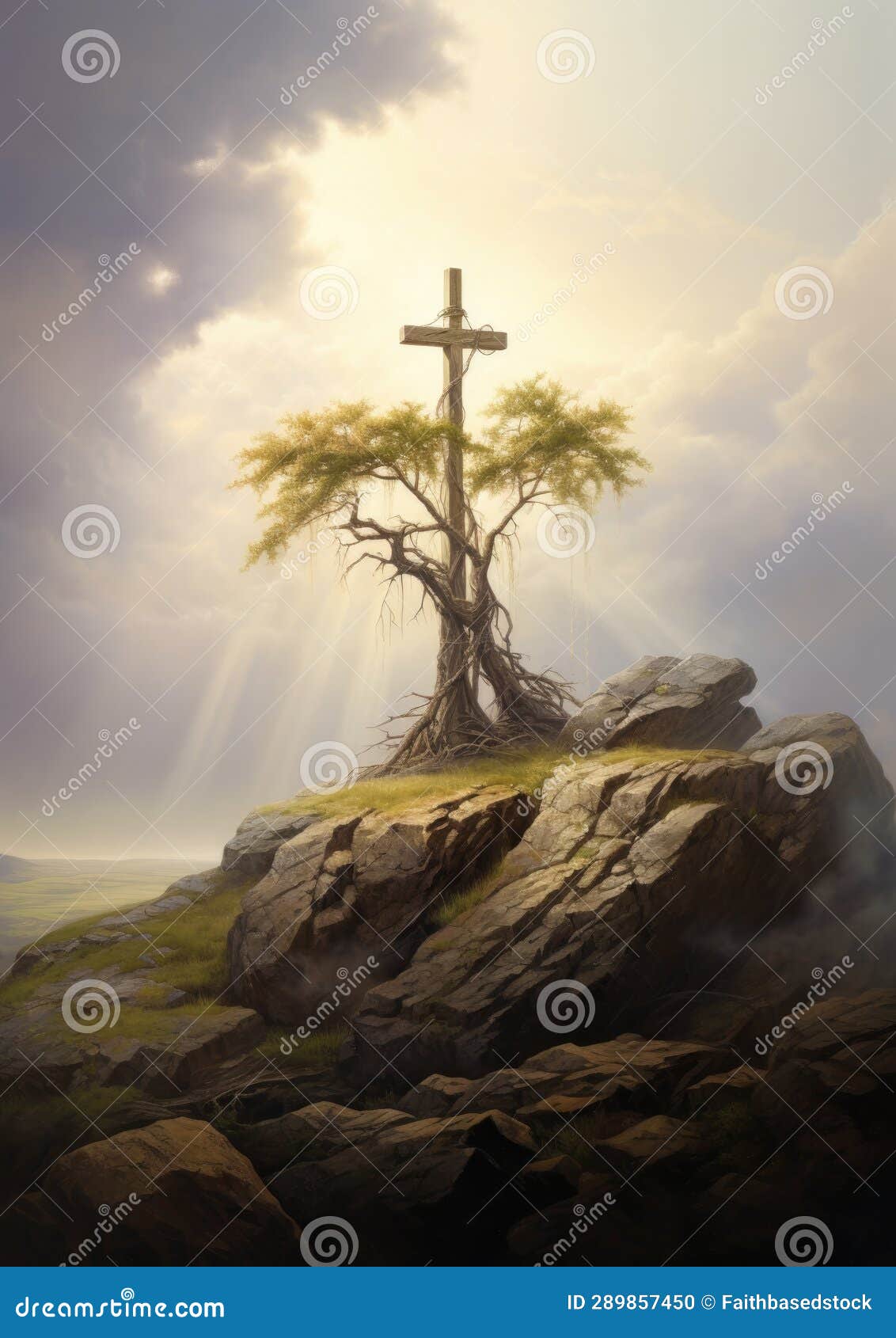 Jesus Christ Cross with a Tree Stock Illustration - Illustration of ...
