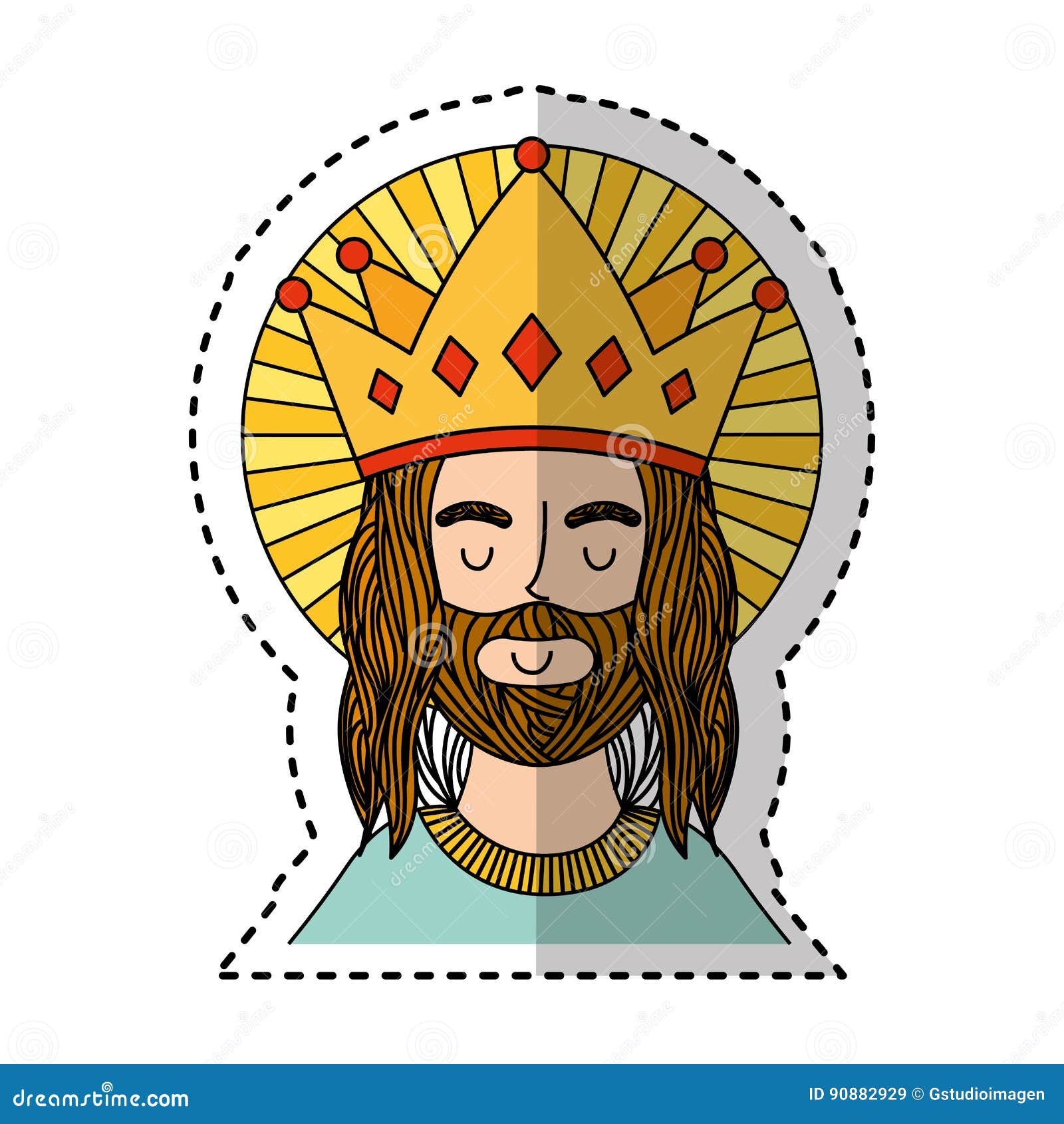 Jesus Christ with Crown Character Religious Icon Stock Vector ...