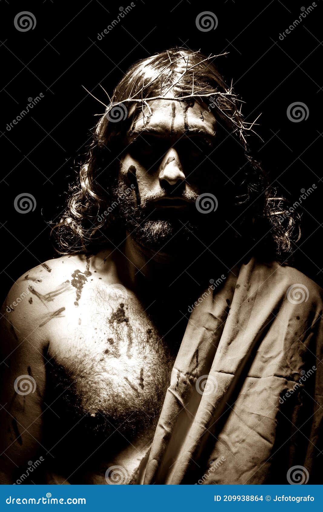 Jesus Christ with Crown of Thorns Stock Photo - Image of prayer ...