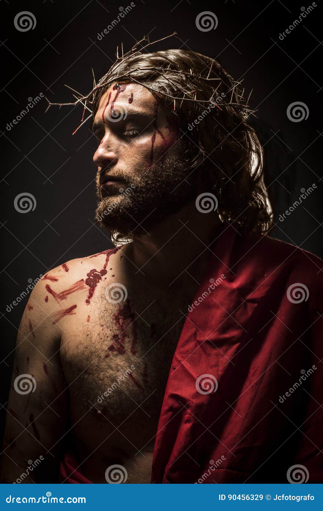 Jesus Christ with Crown of Thorns Stock Image - Image of hands ...