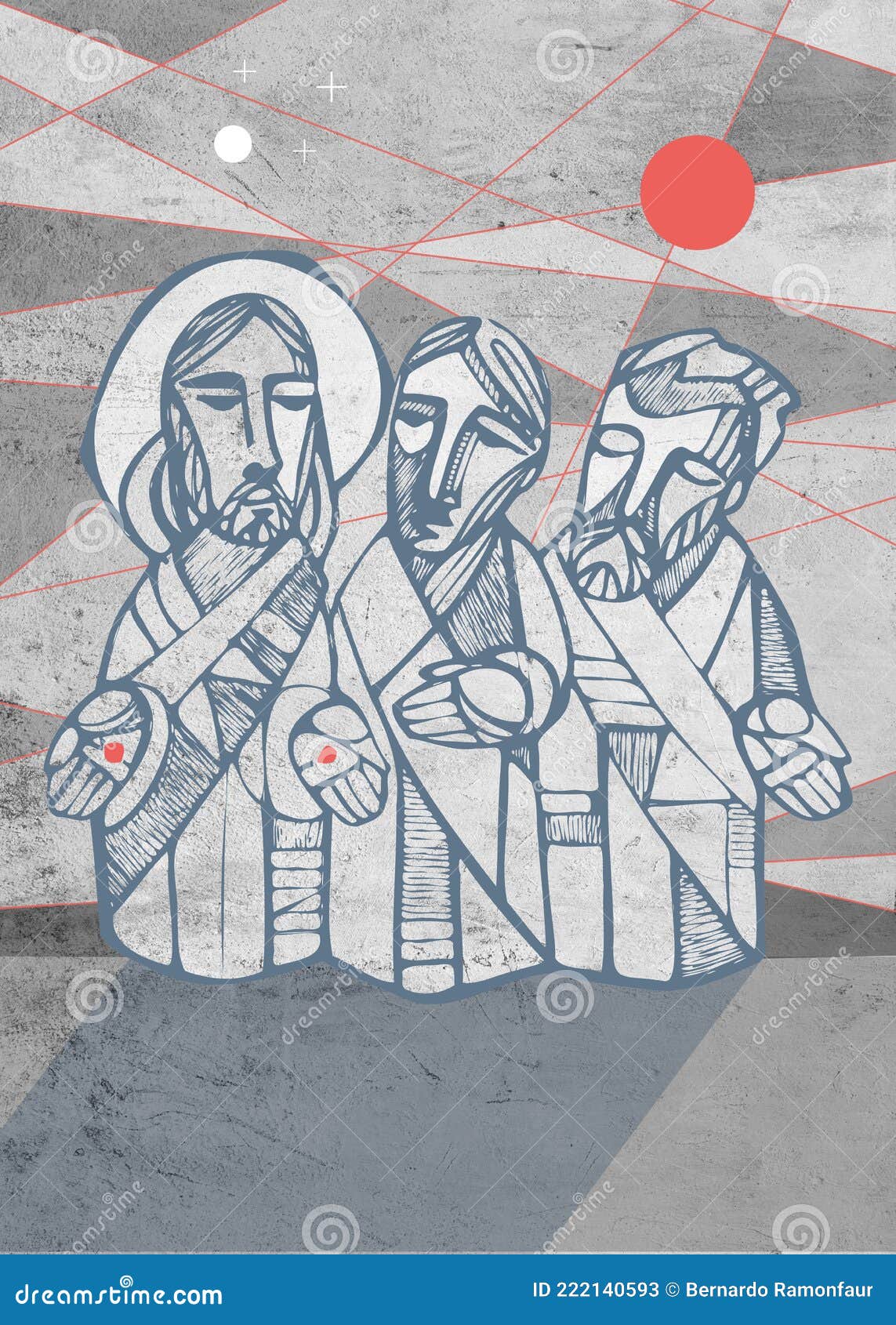 Jesus Christ and Disciples at Emaus Stock Illustration - Illustration ...