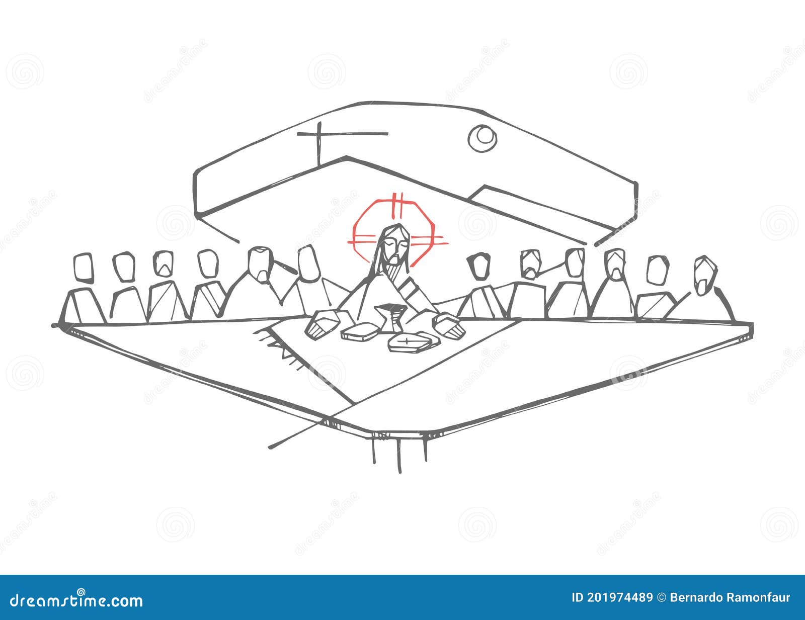 Jesus Christ and Disciples at the Last Supper Stock Vector ...