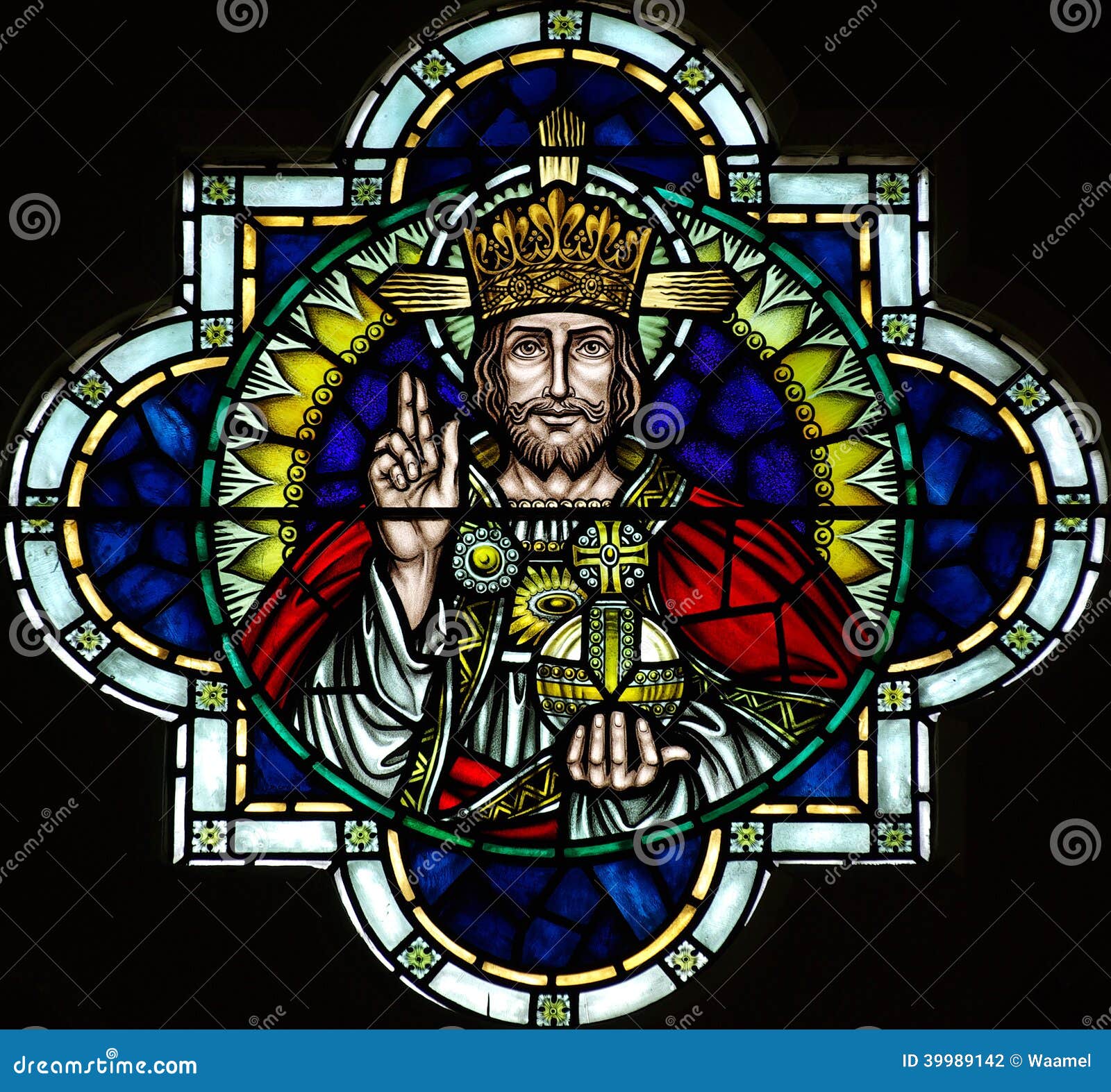 Jesus Christ en vitral foto de archivo. Imagen de cristal - 39989142