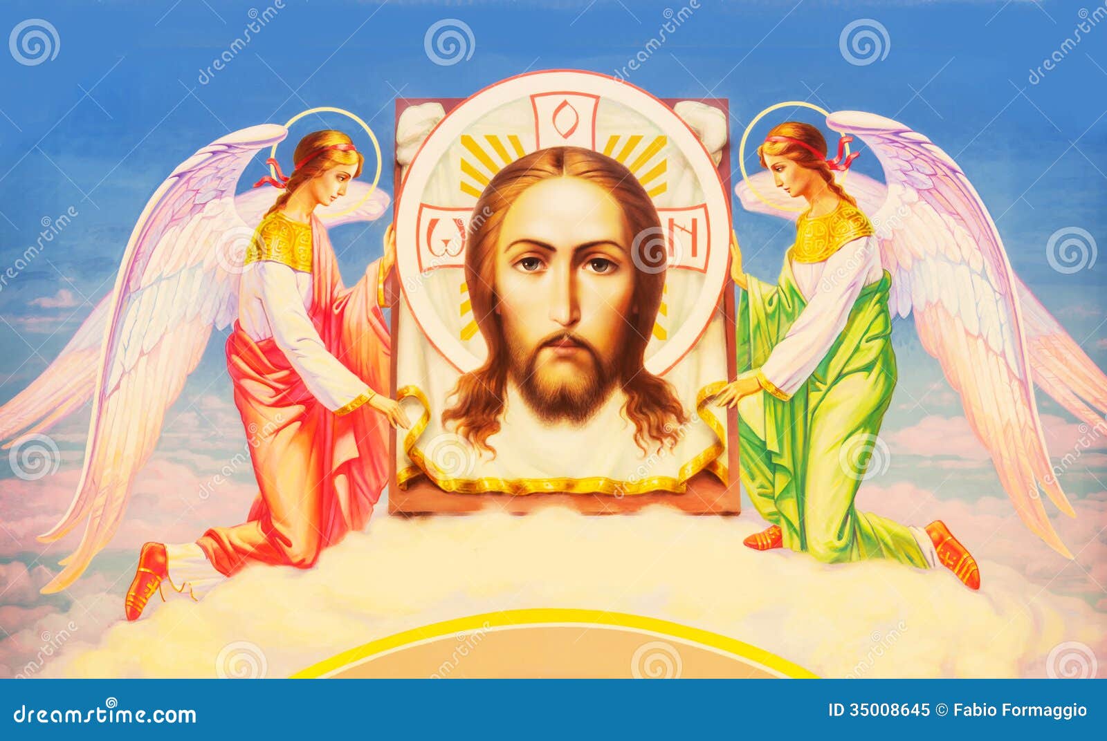 Jesus Christ Entre Dois Anjos Imagem de Stock - Imagem de igreja, papa ...