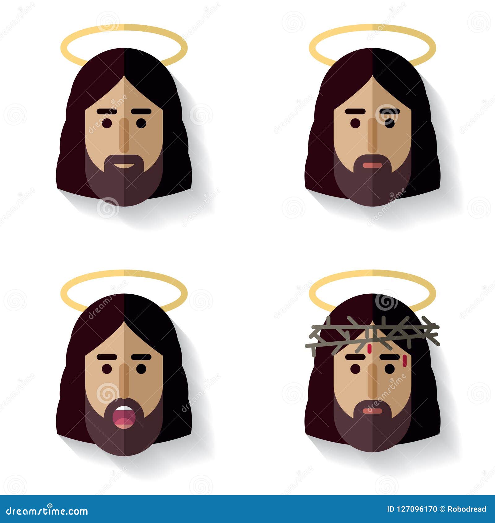 Jesus Christ Face Flat Icon Stock Vector - Illustration of graphic ...