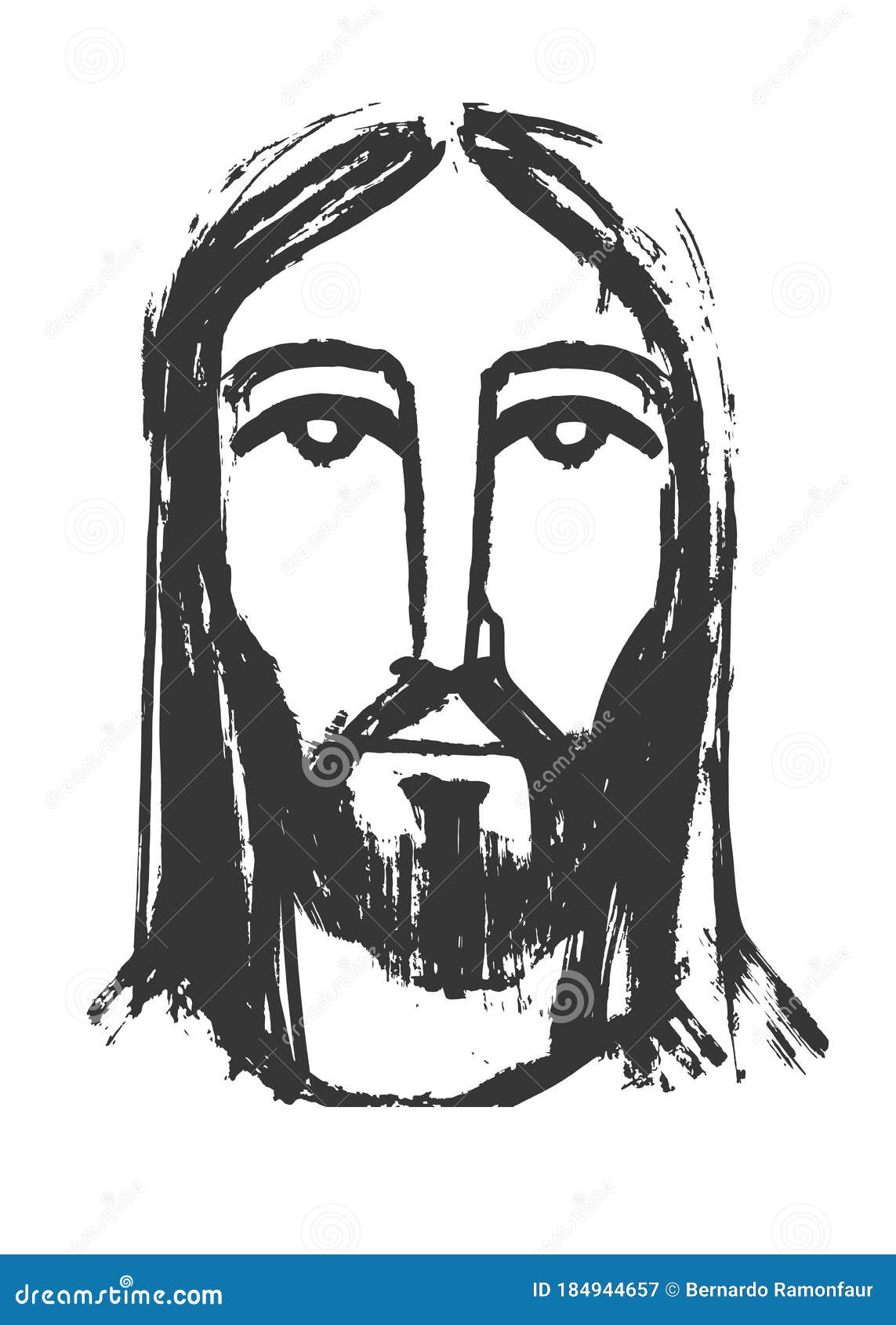 Jesus Christ Face Ink Digital Drawing Stock Vector - Illustration of ...