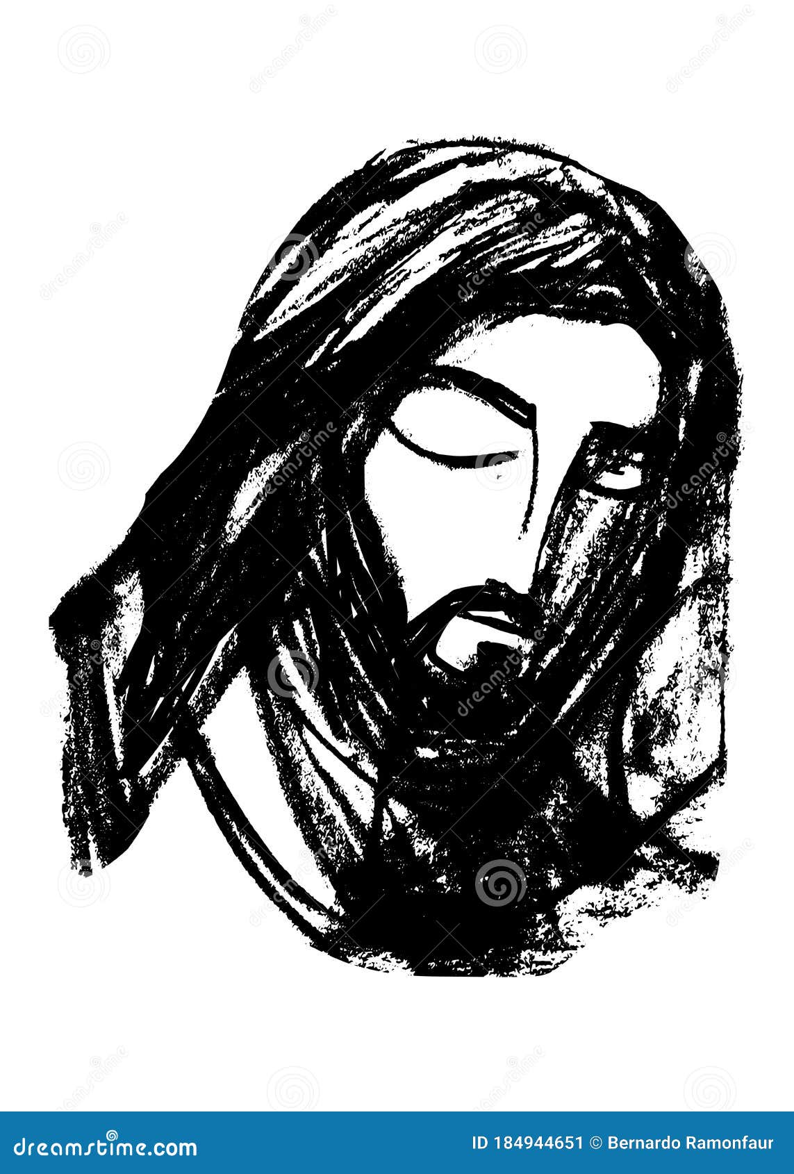 Jesus Christ Face Ink Illustration Stock Vector - Illustration of line ...