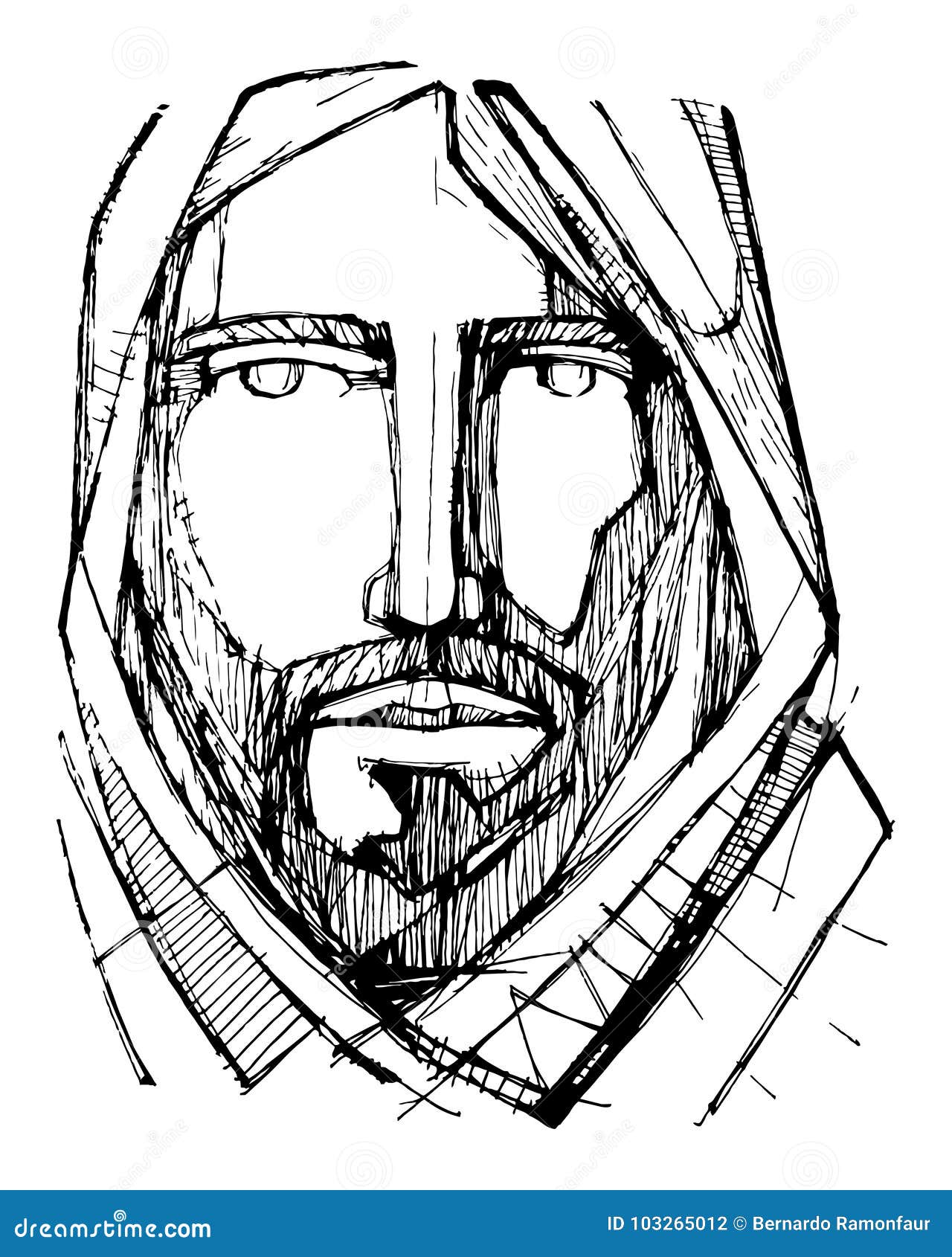 Jesus Christ Face Ink Illustration Stock Vector - Illustration of ...