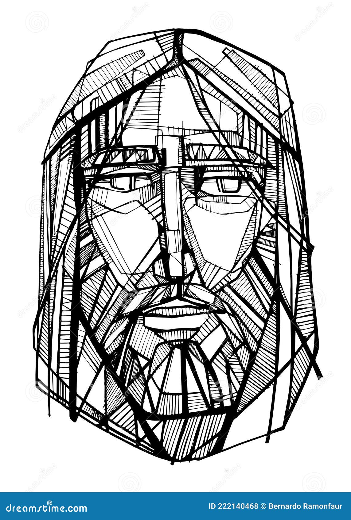 Jesus Christ Face Ink Illustration Stock Vector - Illustration of ...