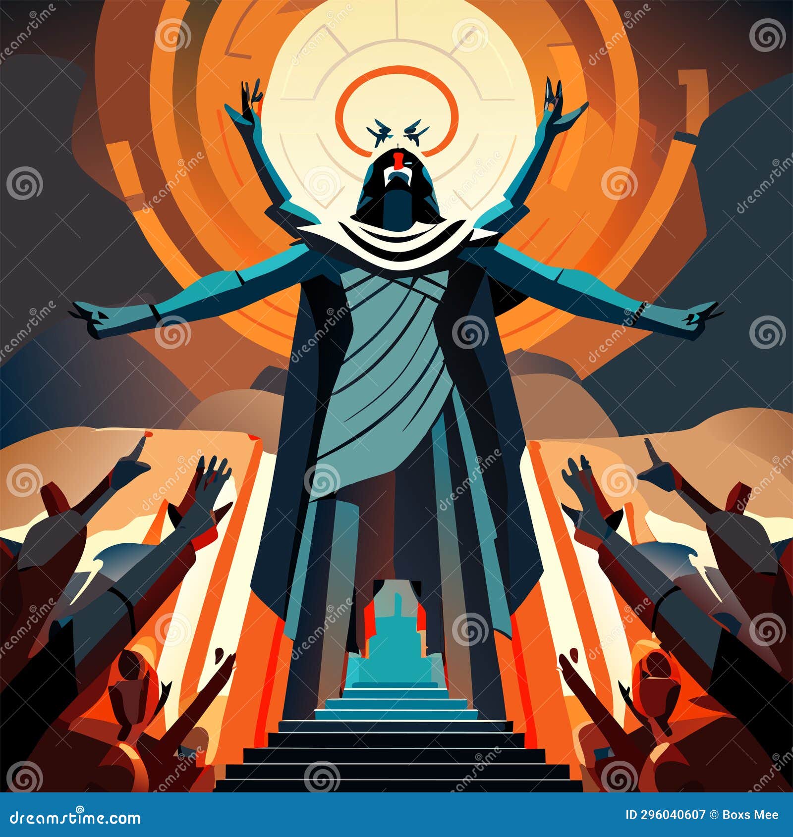Jesus Christ in Front of the Crowd of People. Vector Illustration Stock ...