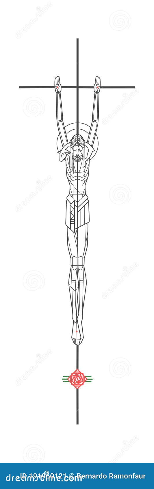 Jesus Christ Good Shepherd at the Cross Stock Vector - Illustration of ...