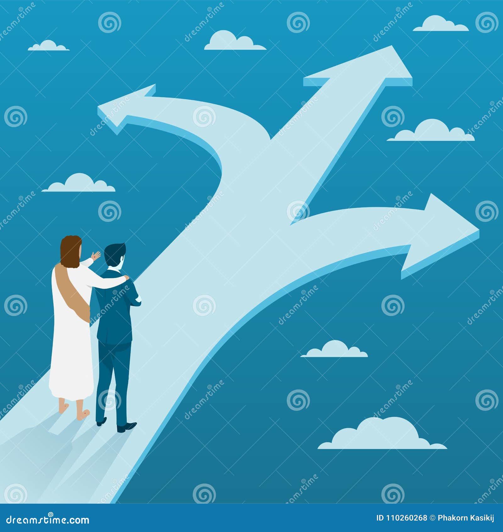 Jesus Christ Guiding Businessman To Making Decision on Three Different ... Jesus Christ Guiding Businessman To Making Decision on Three Different ...