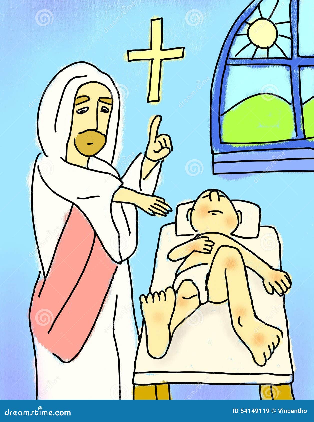 Jesus Christ Healing a Sick Boy Leprosy Stock Illustration ...