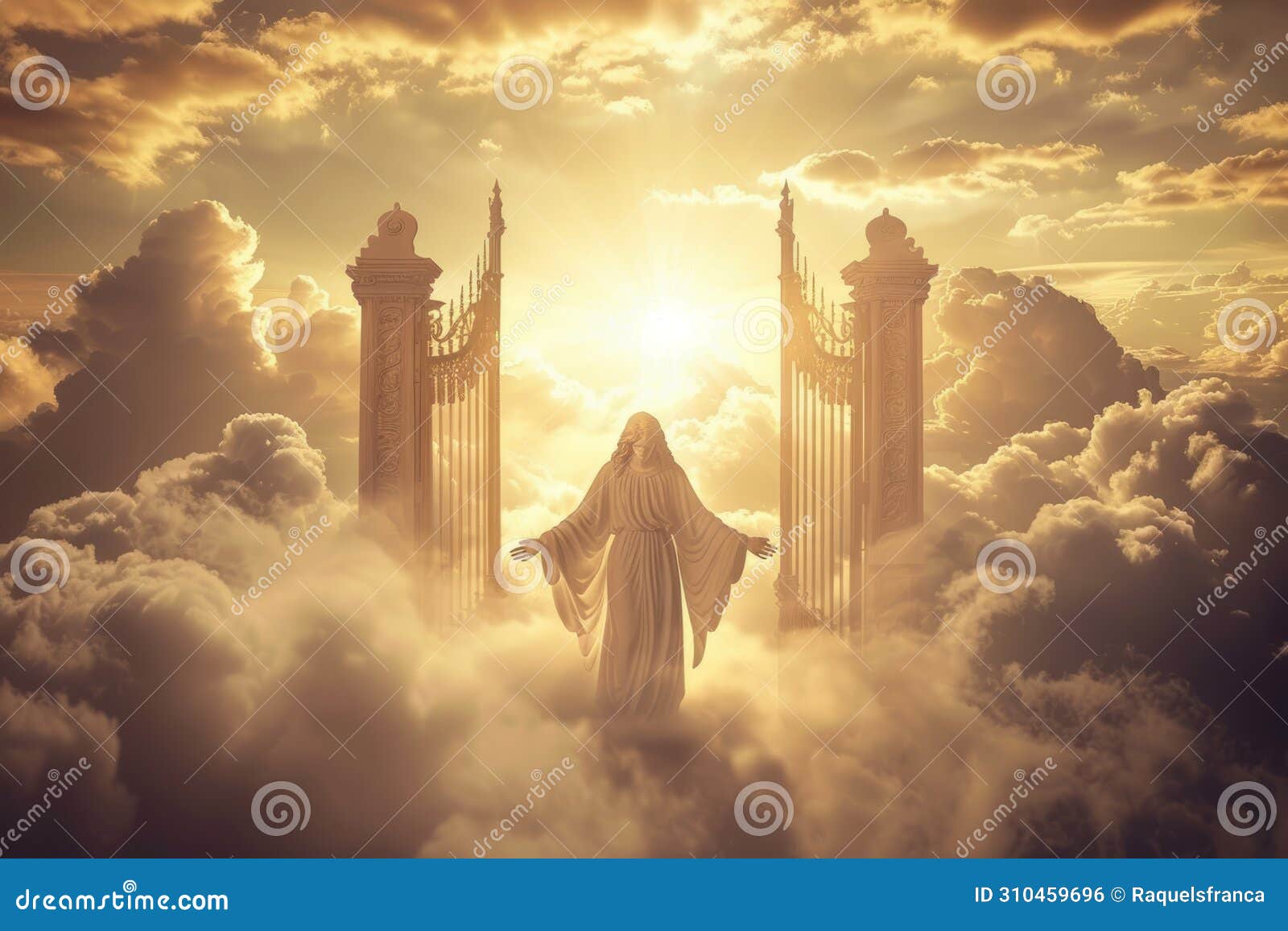 Jesus Christ on Heaven Gates Stock Illustration - Illustration of ...