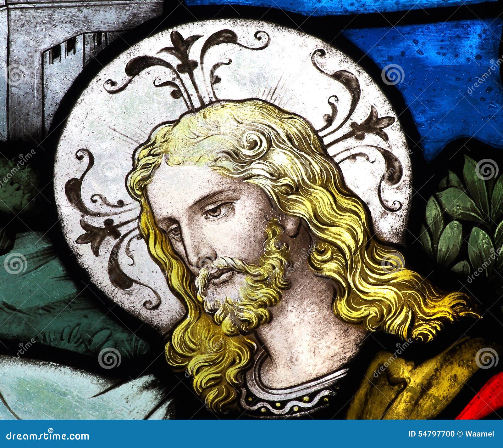 Jesus Christ im Buntglas stockfoto. Bild von kopf, kirche - 54797700