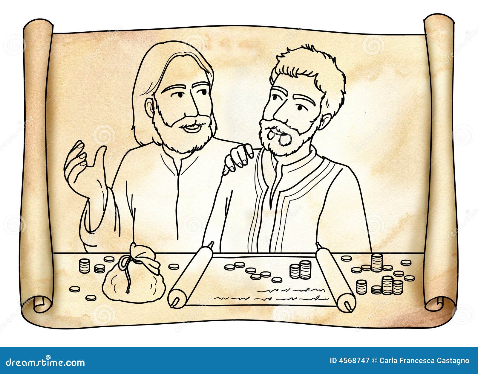 Jesus christ meets Matthew stock illustration. Illustration of christ ...