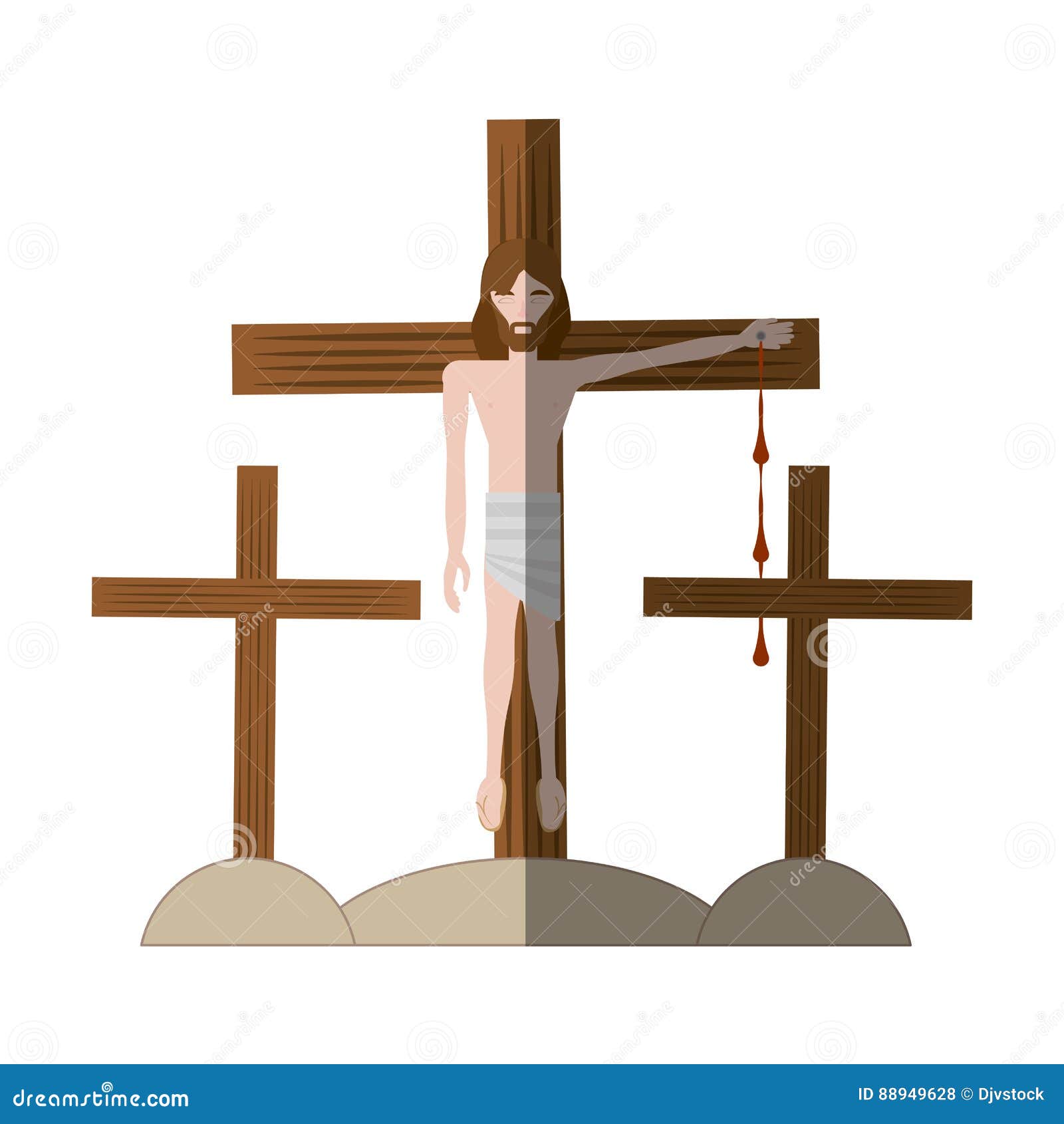 Jesus Christ Nailed the Cross Shadow Stock Illustration - Illustration ...