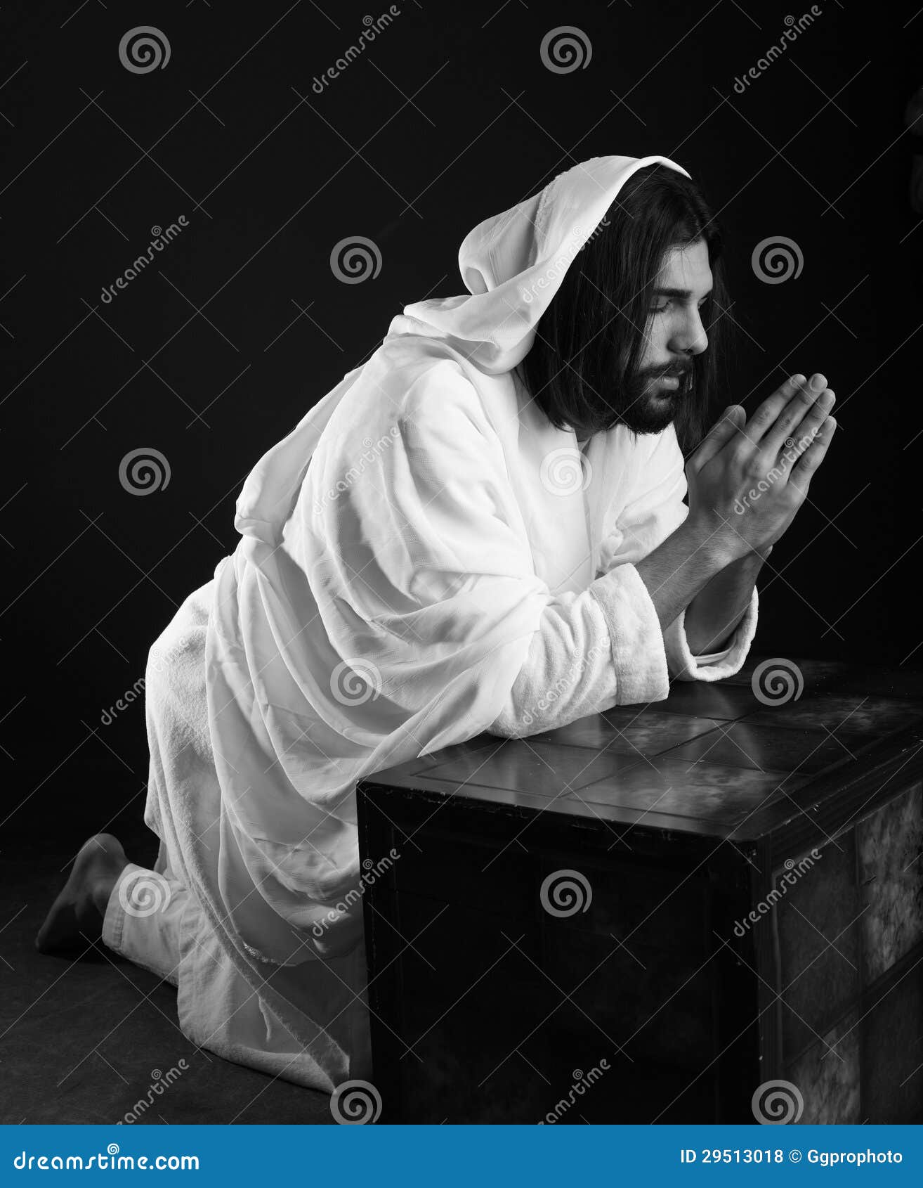 Jesus Christ of Nazareth Praying Stock Photo - Image of white, isolated ...