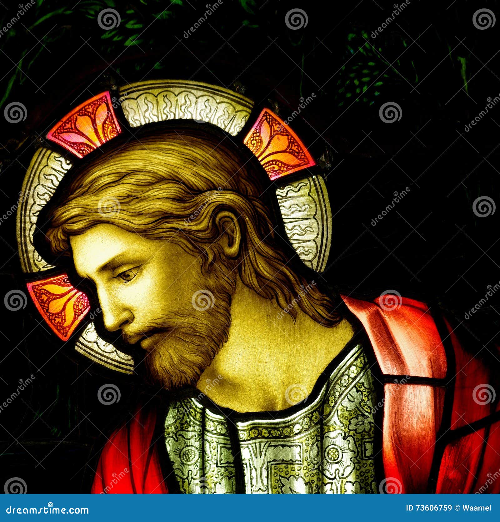 Jesus Christ no vitral ilustração stock. Ilustração de igreja - 73606759