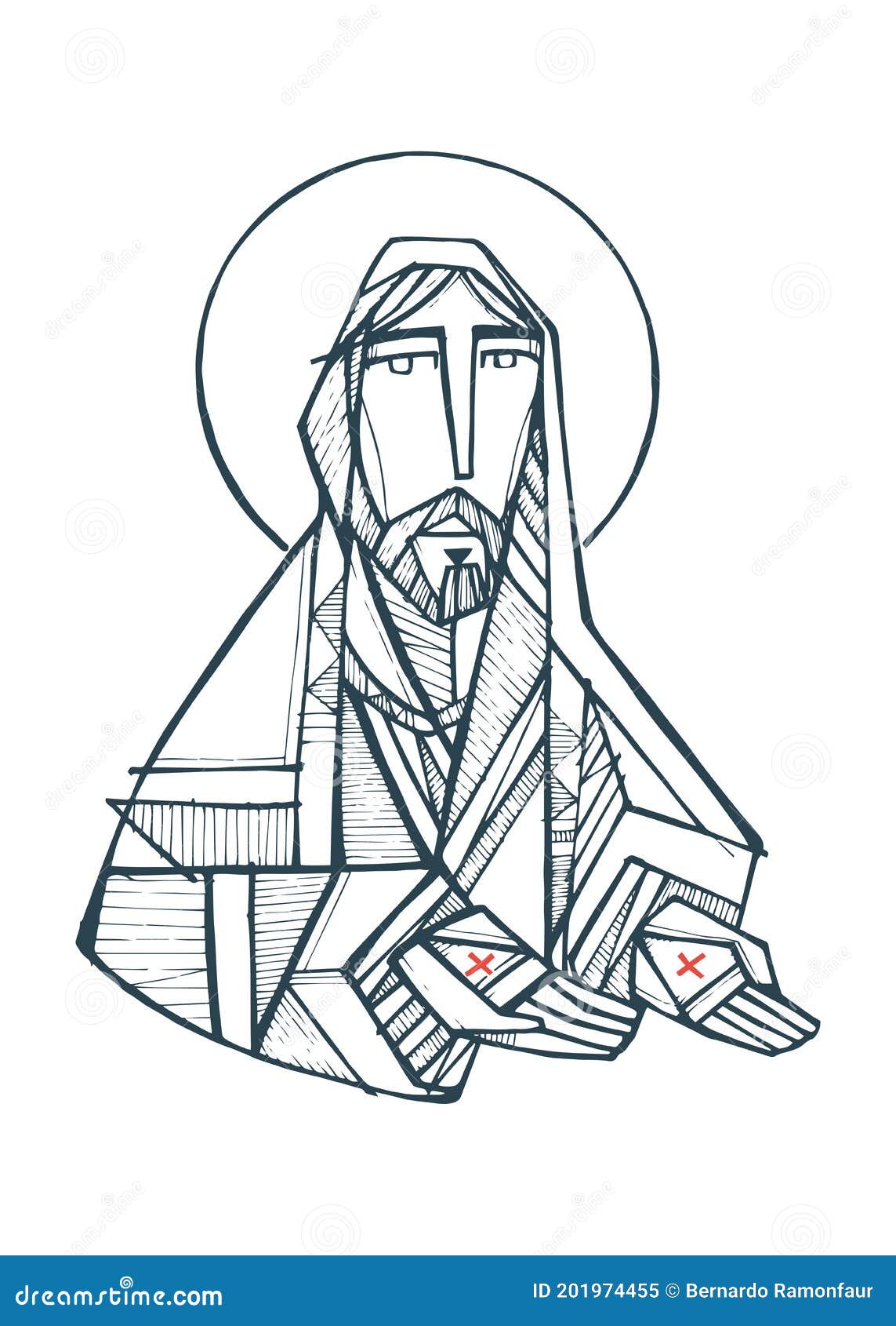 Jesus Christ with Open Hands Illusstration Stock Vector - Illustration ...