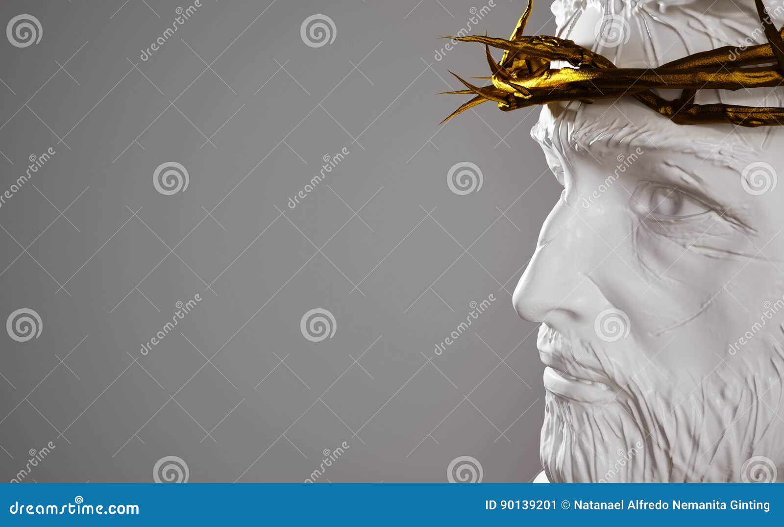 Jesus Christ Porcelain Statue with Gold Crown of Thorns 3D Rendering ...