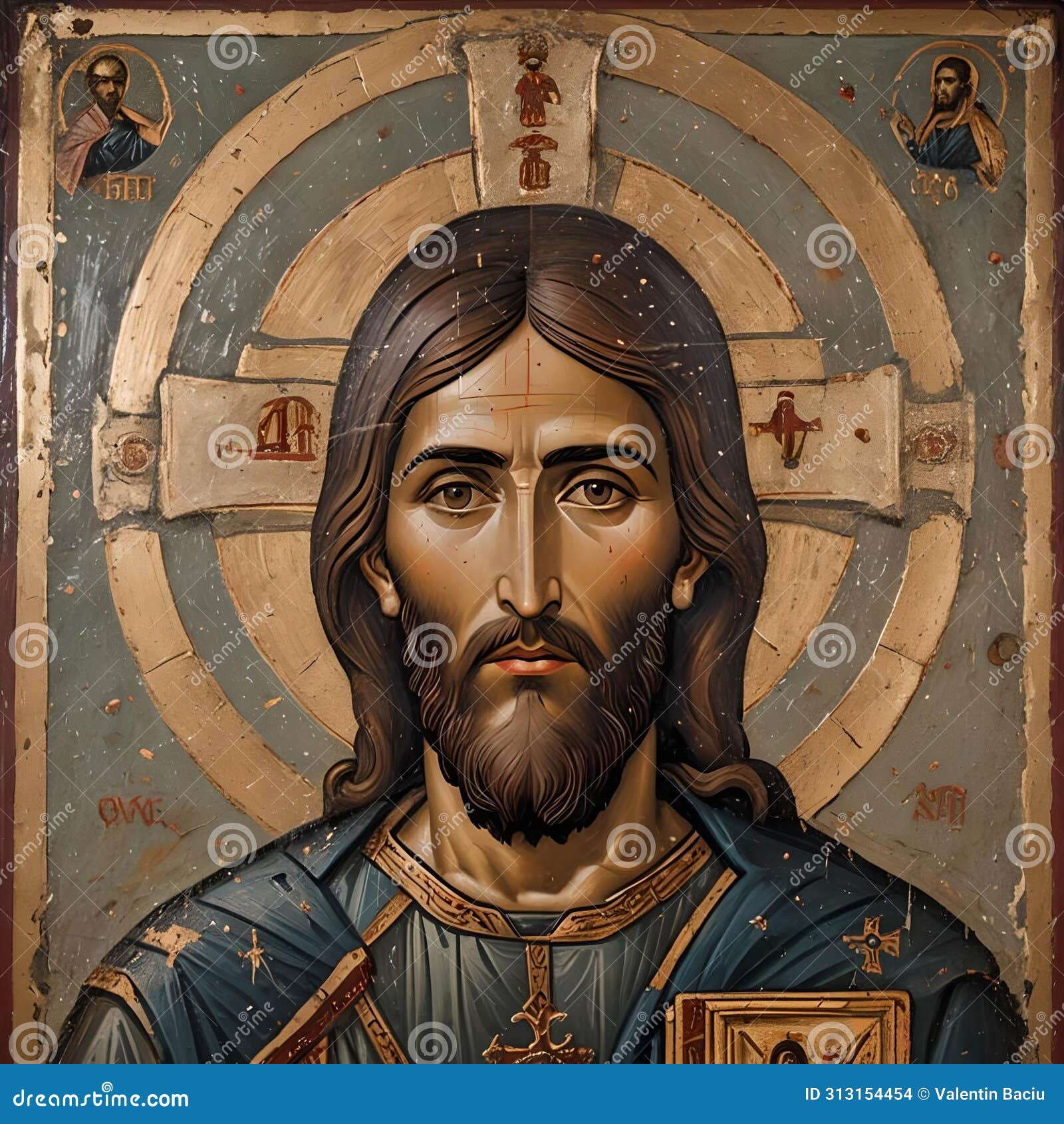 Jesus Christ Portrait, Orthodox Wall Icon. Stock Illustration ...