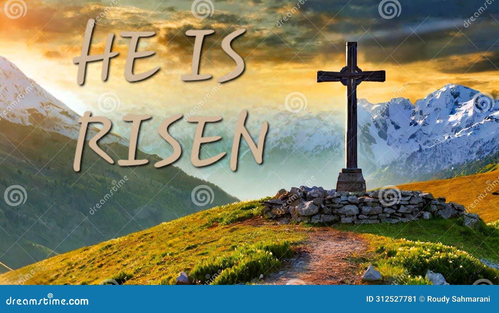 Jesus Christ Resurrection he is Risen Text Stock Illustration ...