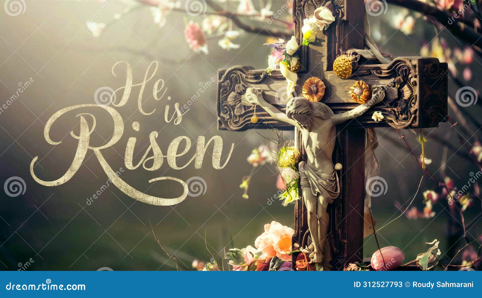Jesus Christ Resurrection he is Risen Text Stock Illustration ...