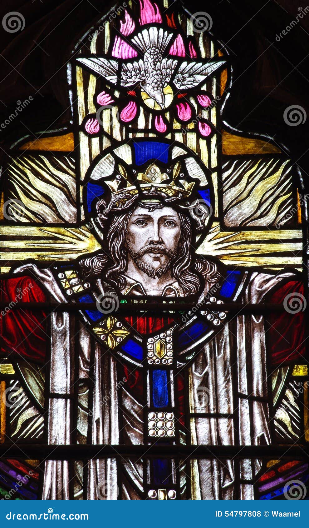 Jesus Christ in Stained Glass Stock Photo - Image of glass, spirit ...