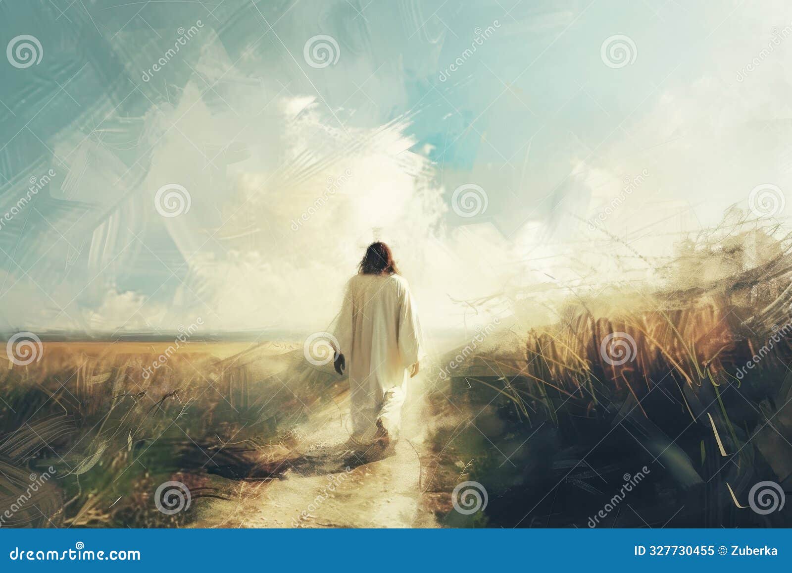 Jesus Christ Walking Alone Painting Stock Illustration - Illustration ...
